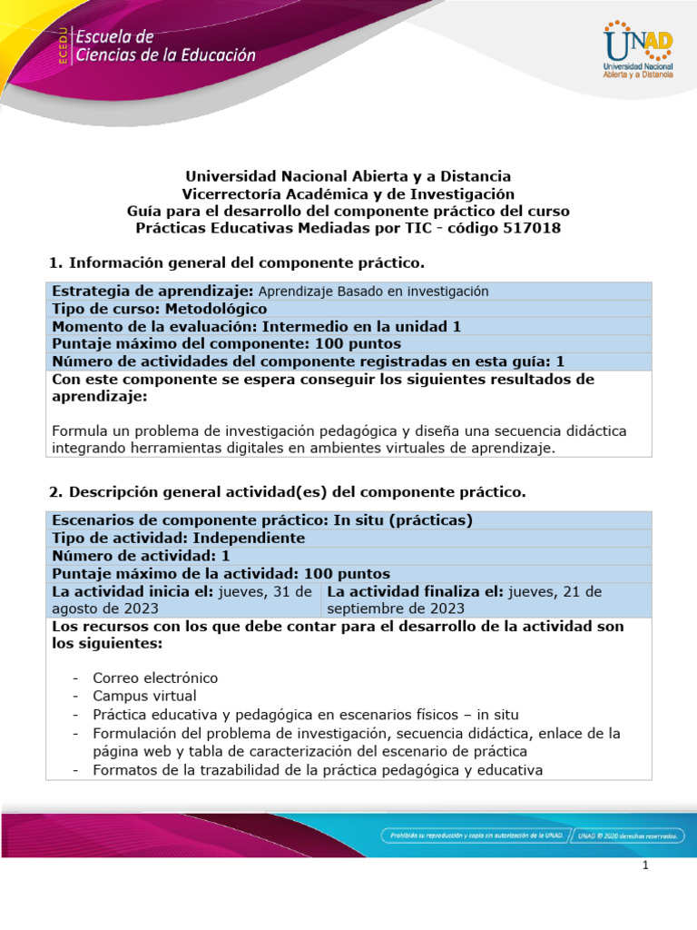 Guía para el desarrollo del componente práctico y rúbrica de evaluación - Unidad 1 - Paso 2 ...