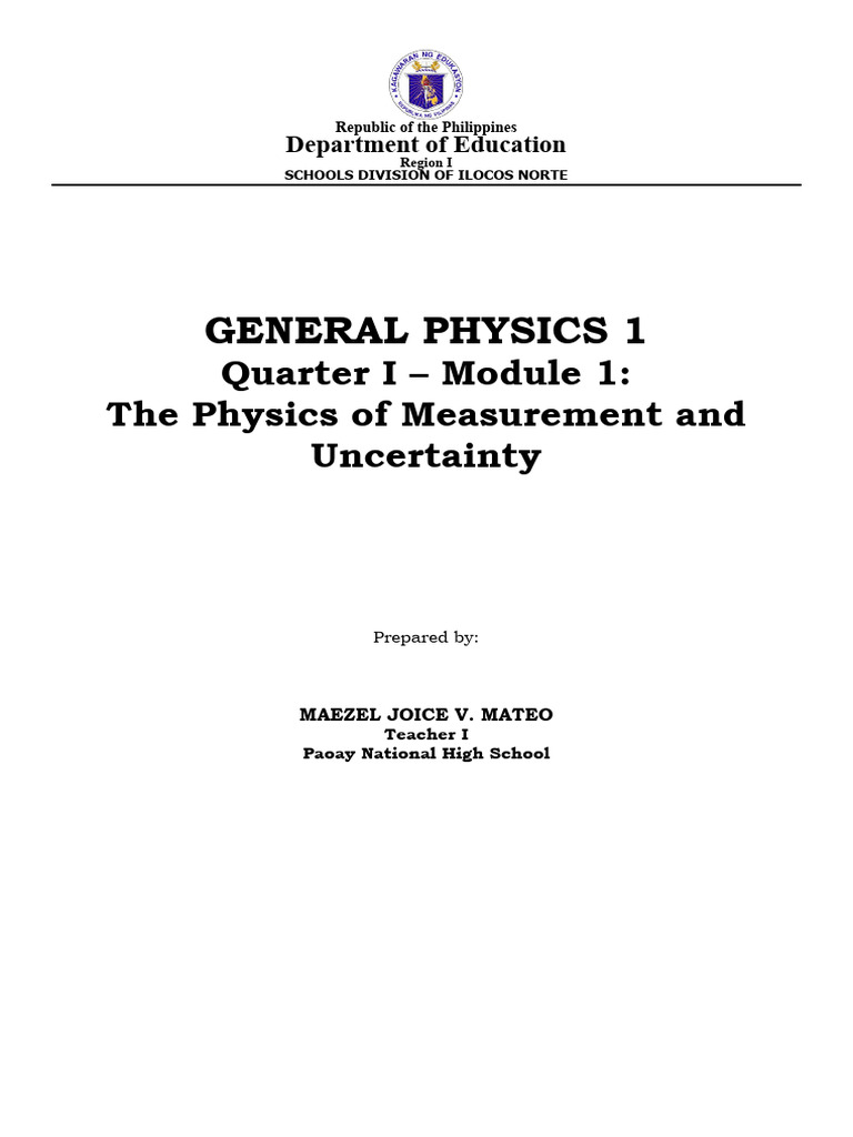 Gen. Physics 1 Module 1 | PDF | Observational Error | Accuracy And Precision
