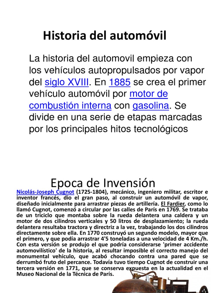 Historia Del Automovil | PDF | Vehículos | Tecnología de vehículos