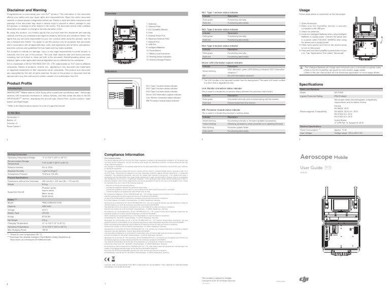 Aeroscope Mobile User Guide | PDF | Electromagnetic Interference ...