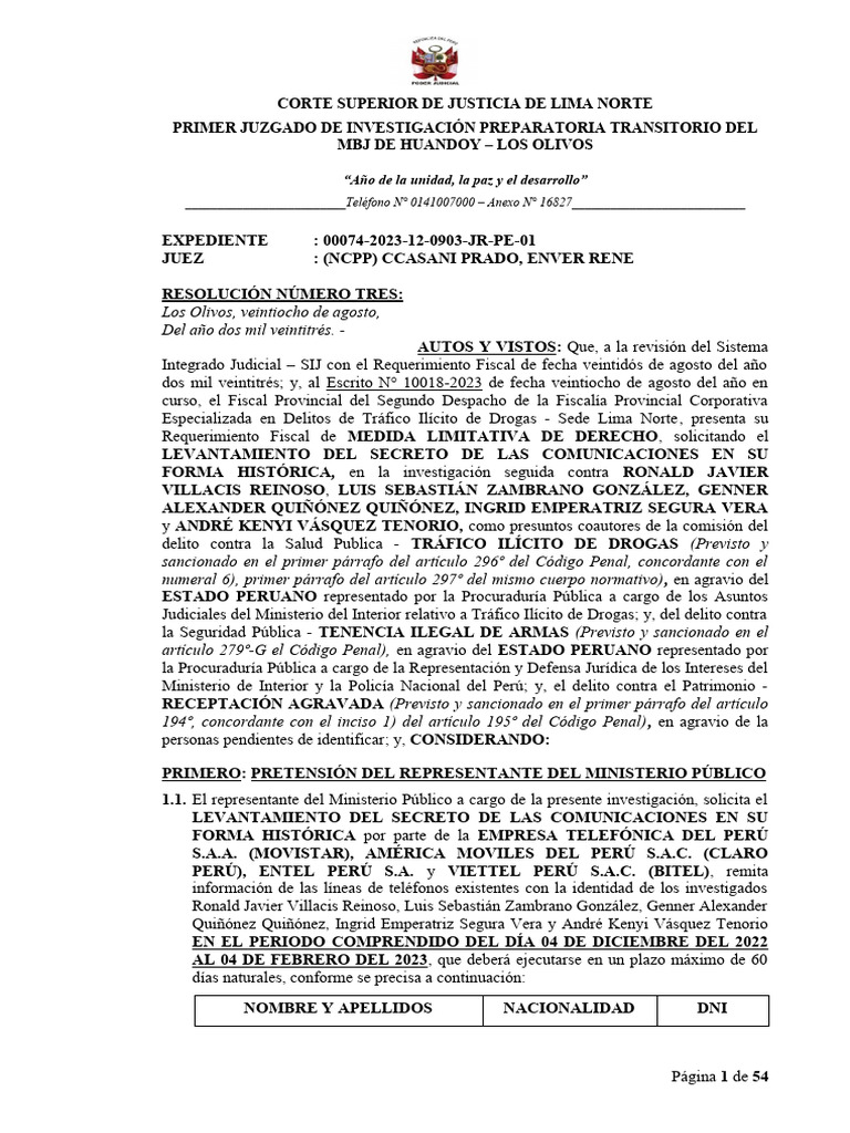 Resol. Declara Fundado y Procedente Levantamiento Del Secreto de Las Comunicaciones (DEFINITIVO ...