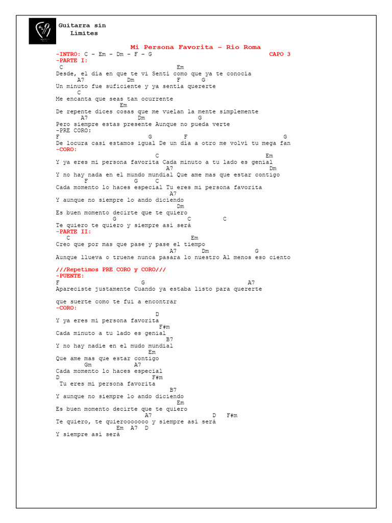 Acordes de "Mi Persona Favorita" | PDF