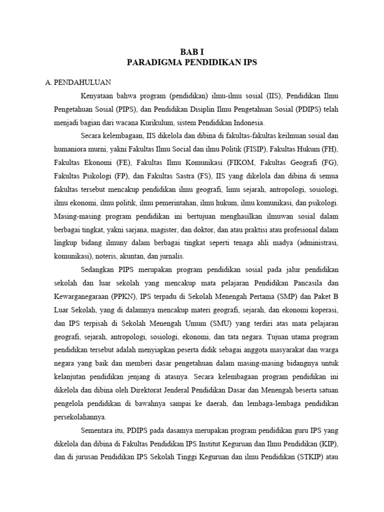 Paradigma Pendidikan Ips | PDF