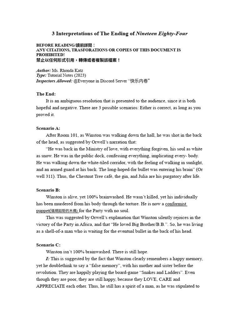 Ending of "1984" | PDF | George Orwell