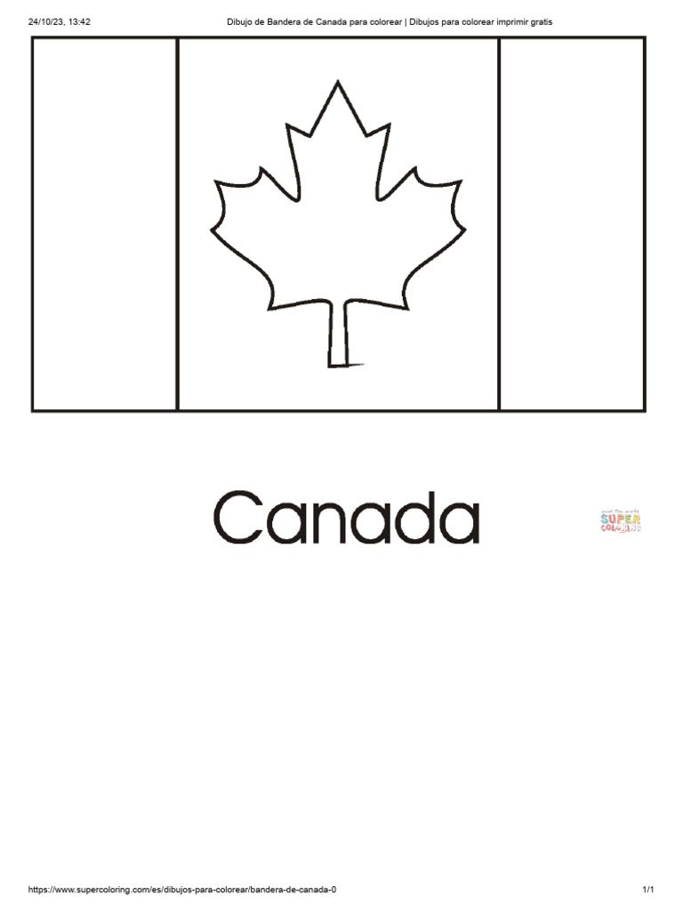 Dibujo de Bandera de Canada para Colorear - Dibujos para Colorear Imprimir Gratis | PDF