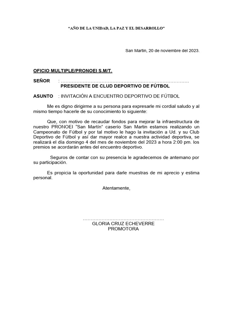 Oficio Deporte | PDF