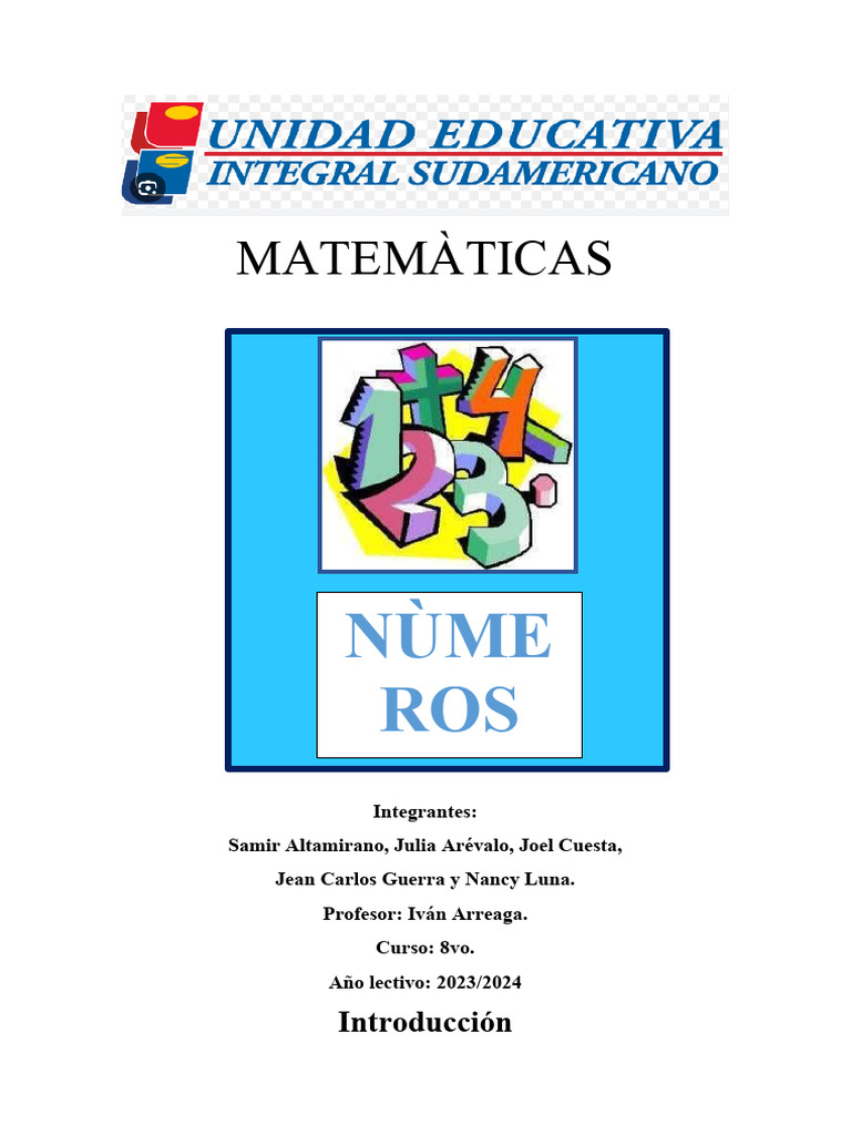 Portada de Matematicas | PDF | Números | Entero