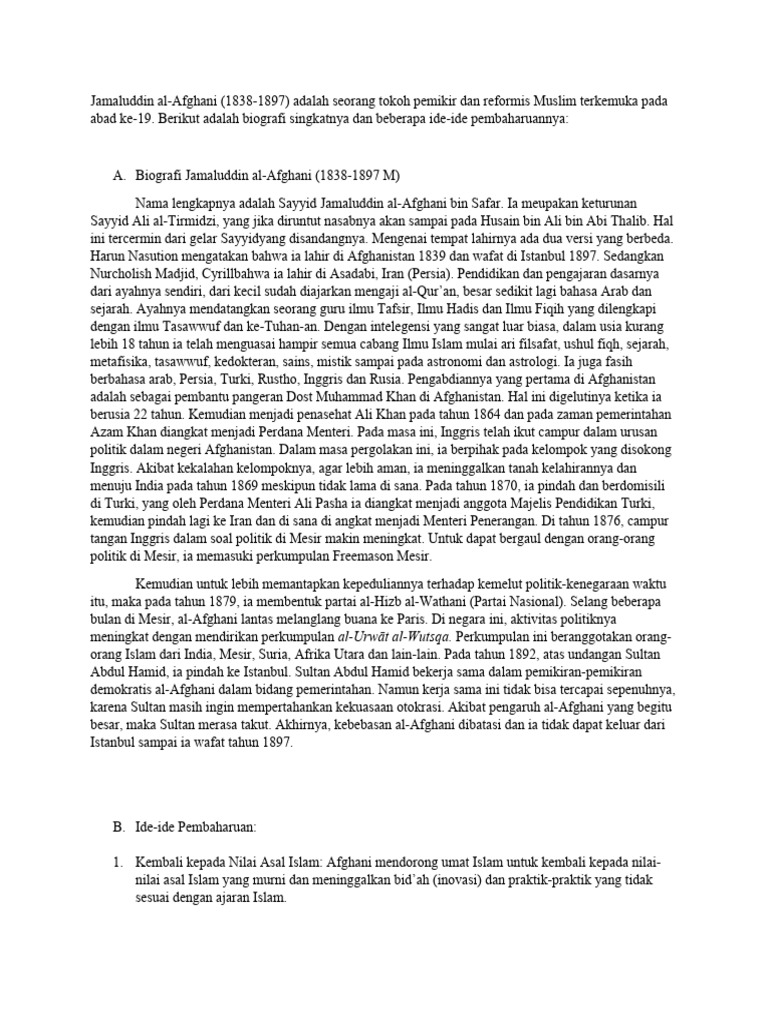 Biografi Jamaluddin Al-Afghani | PDF