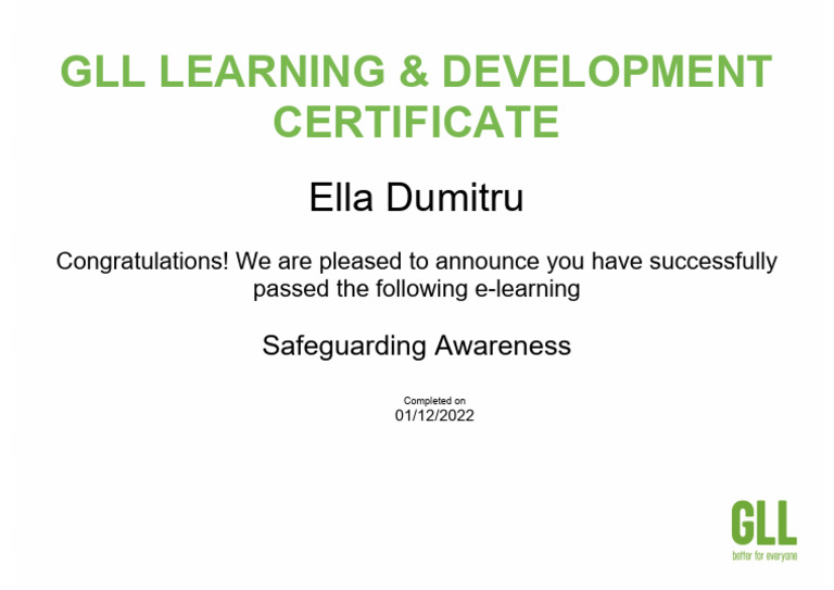 GLL E-Learning Certificate (Ne) - 1 | PDF