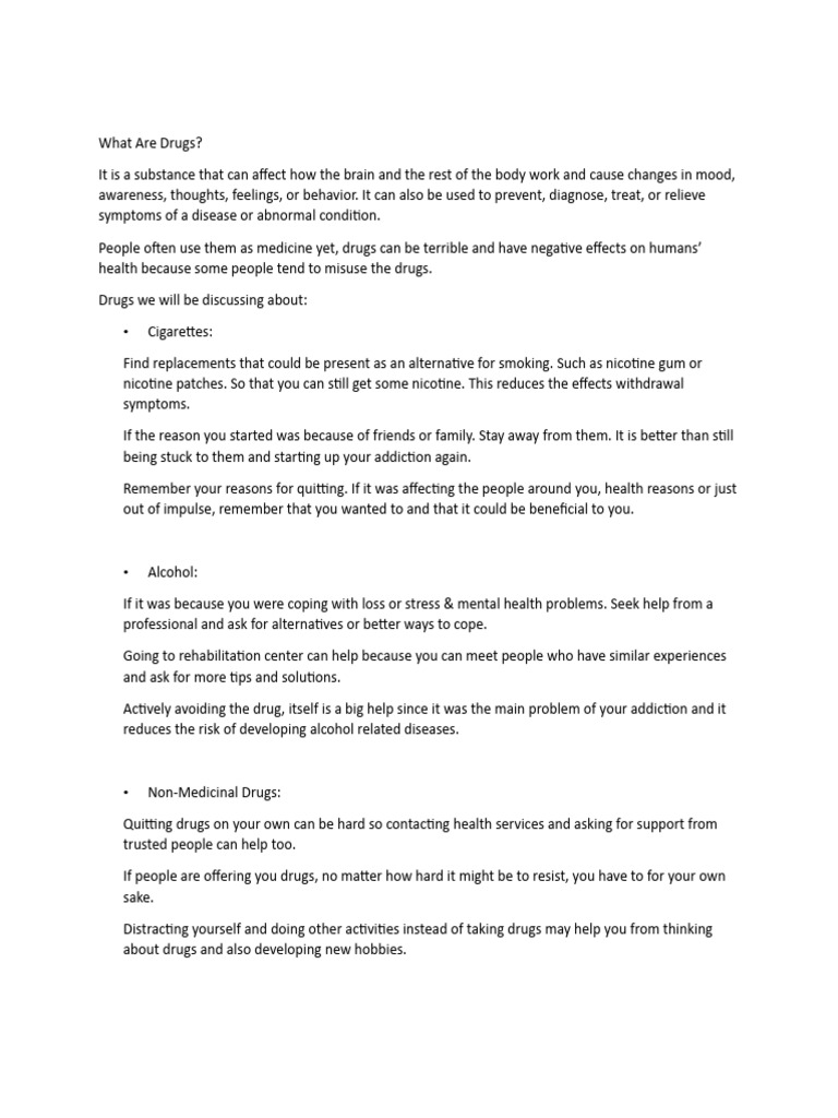 Drugs, Diseases, and The Effects It Has On People (Script) | PDF ...