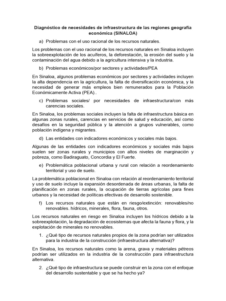 Diagnóstico De Necesidades De Infraestructura De Las Regiones Geografía