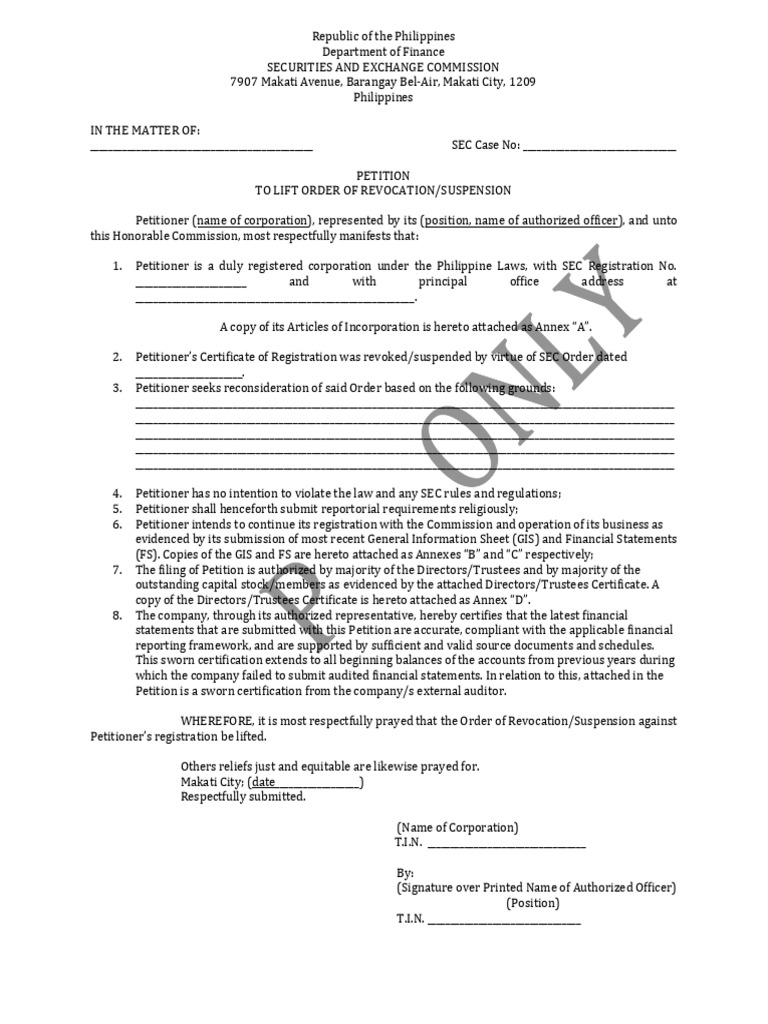 SAMPLE FORMAT For SEC Amnesty | PDF | Affidavit | Notary Public