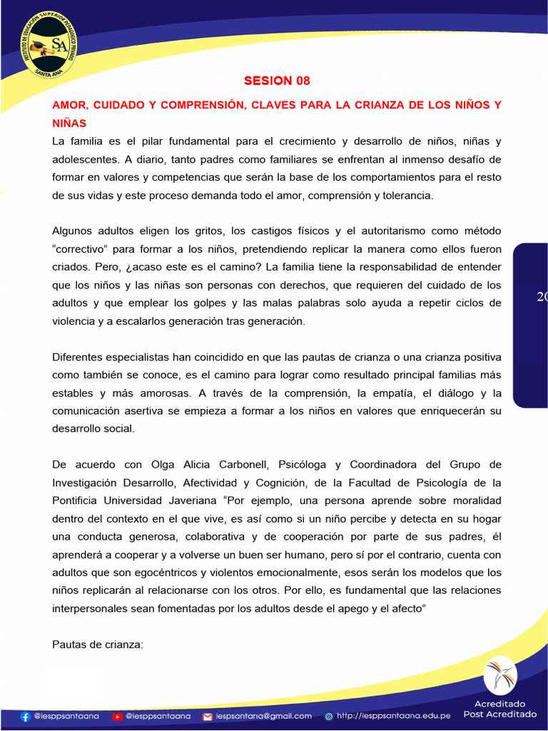 Sesion 08 Cuidados Con Amor A Niños U Niñas | PDF | Adultos ...