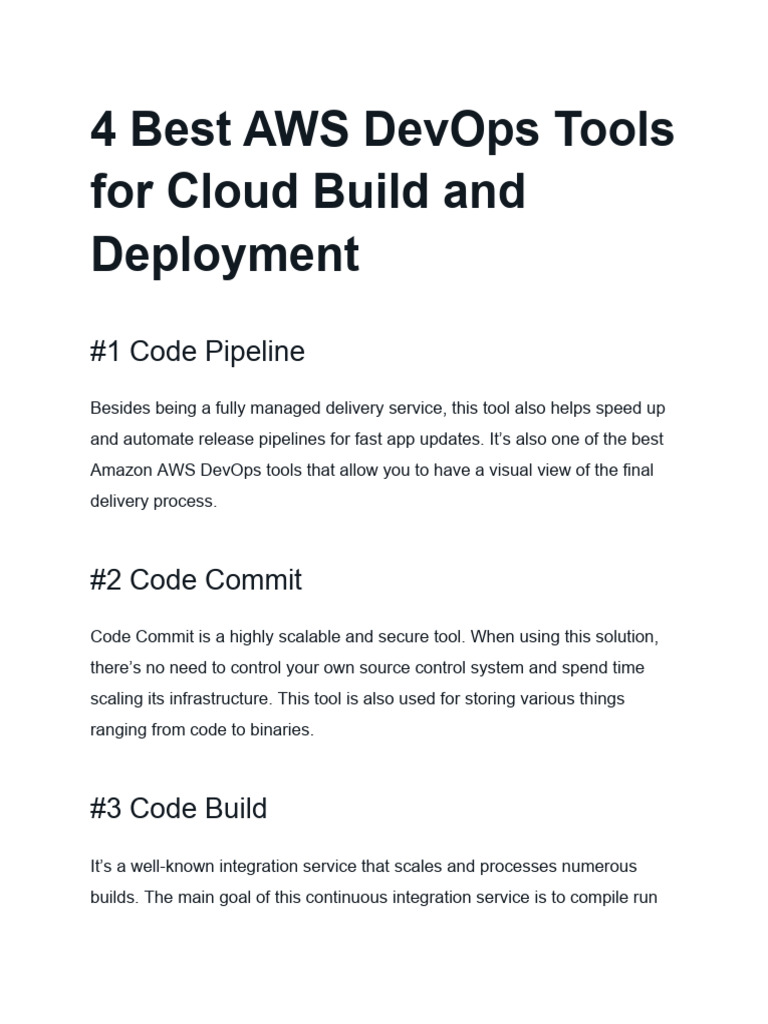 4 Best AWS DevOps Tools For Cloud Build and Deployment | PDF
