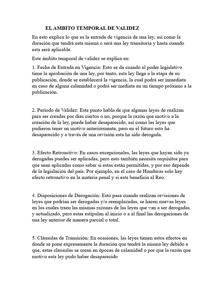 El Ambito Temporal de Validez | PDF