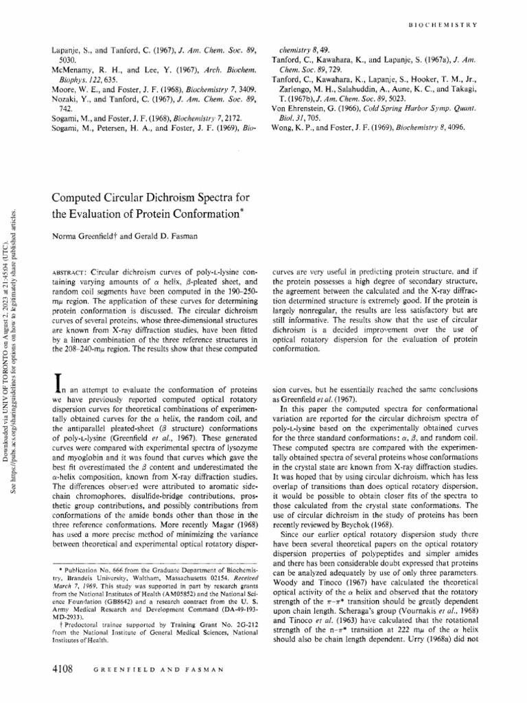 1969 - Greenfield - Computed Circular Dichroism Spectra For The Evaluation of Protein ...