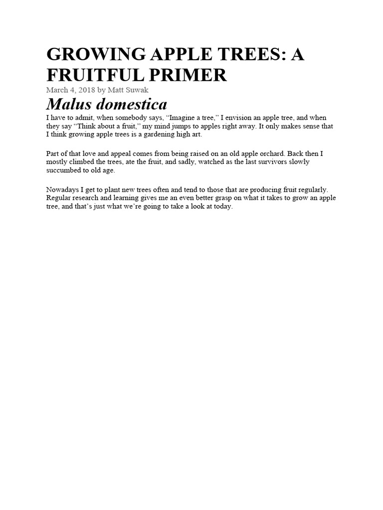 Apple Trees Growing | PDF | Apple | Pruning