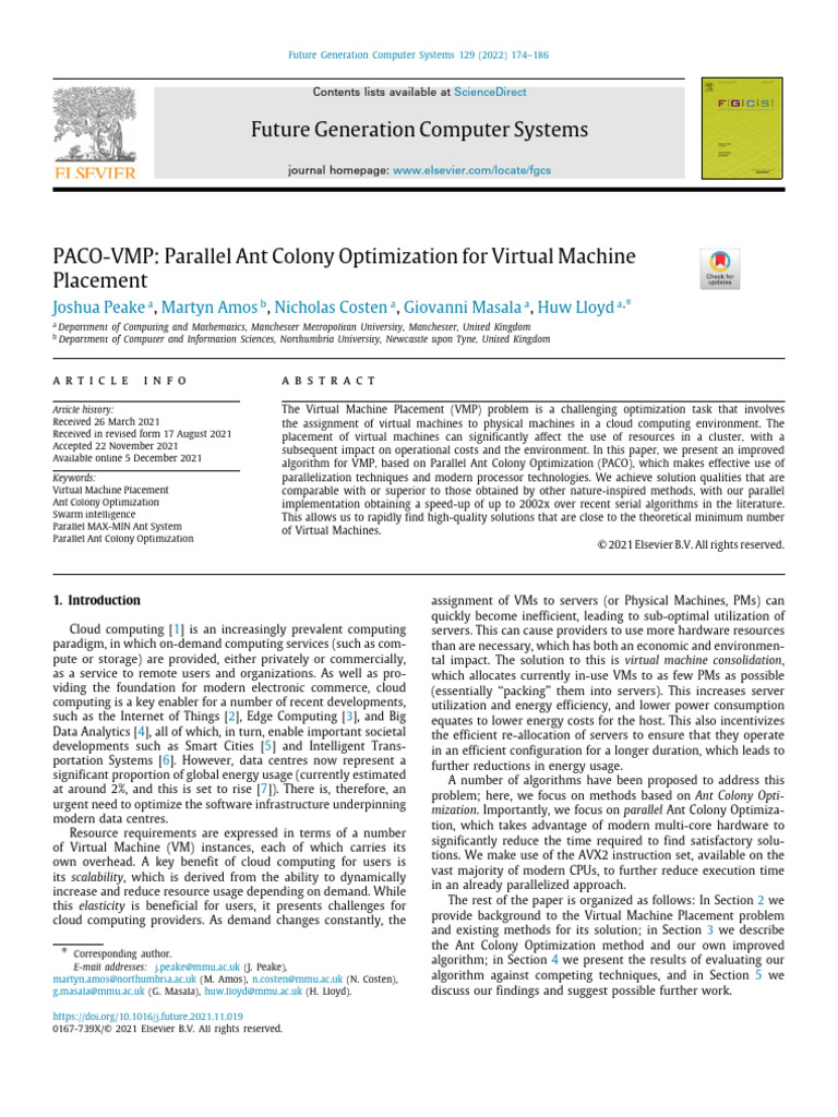 Ant Colony 2022 Future Gen Pdf Virtual Machine Parallel Computing