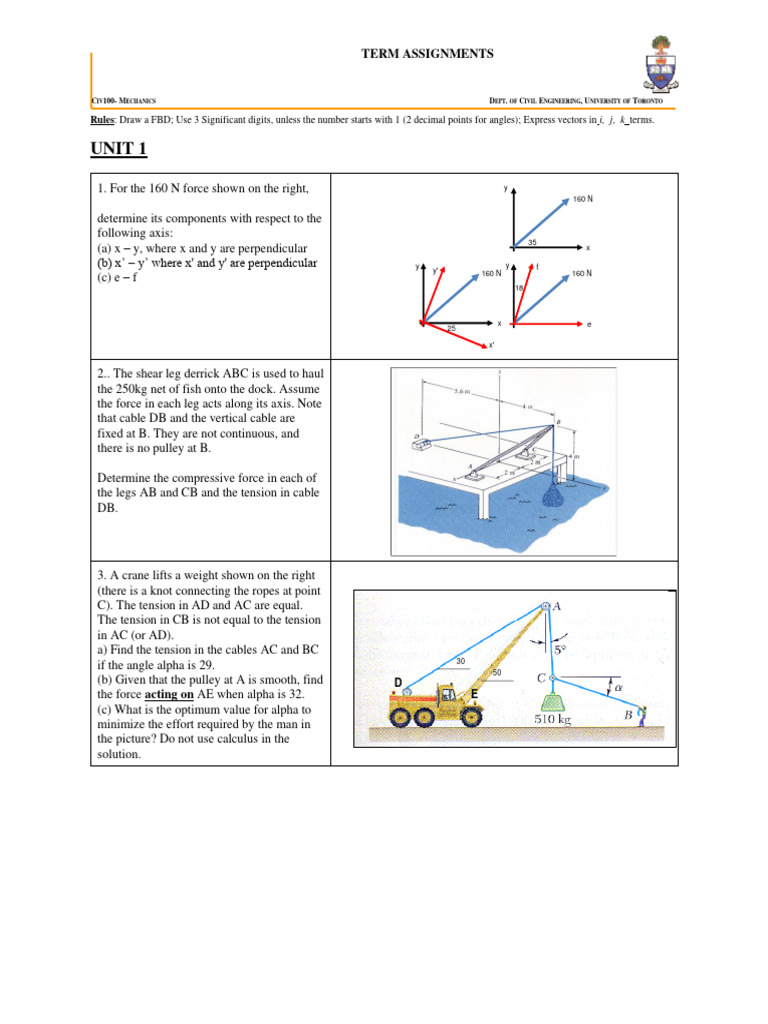 Mechanics Term Assignments Guide | PDF | Force | Euclidean Vector
