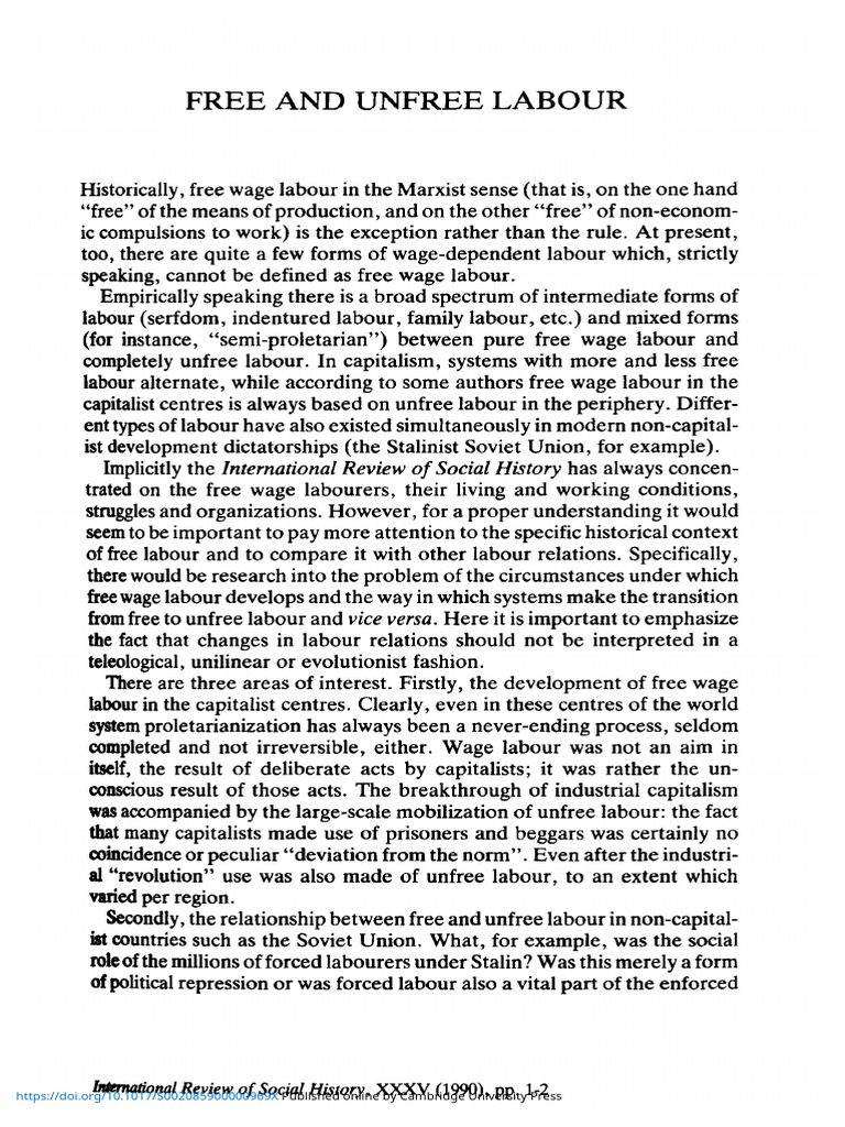 Free and Unfree Labour | PDF | Politics