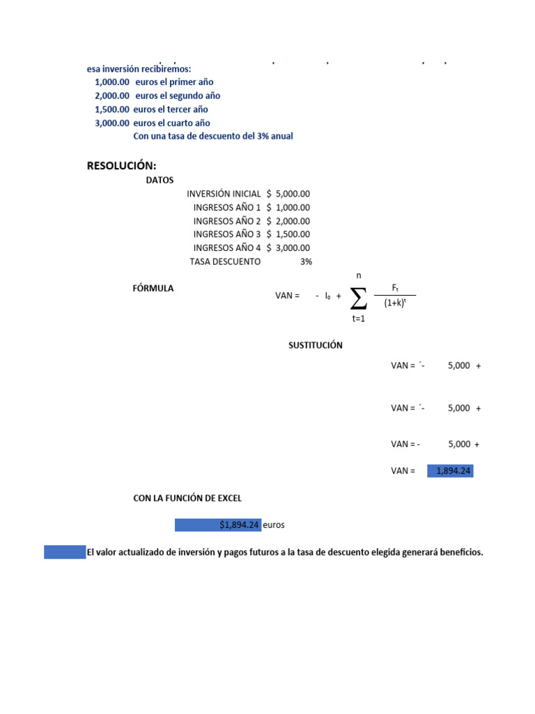 Ejercicios de Van | PDF | Inversiones | Interés