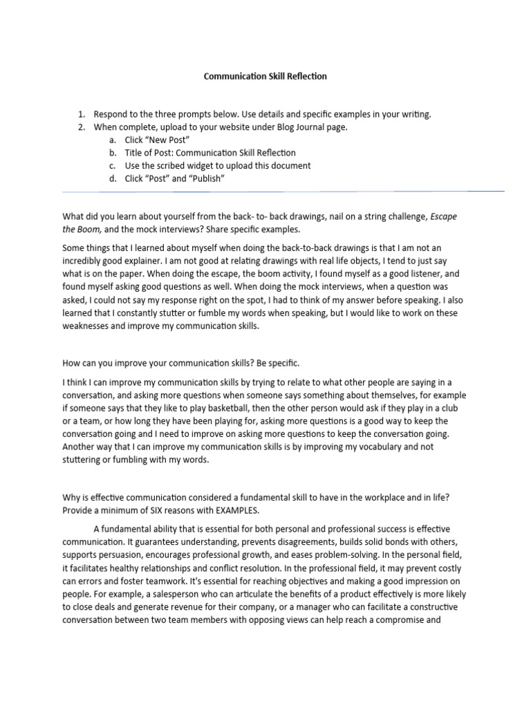Communication Activity Reflection Post Edited | PDF | Communication ...