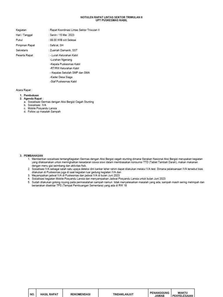 Notulen Linsek TW 2 | PDF