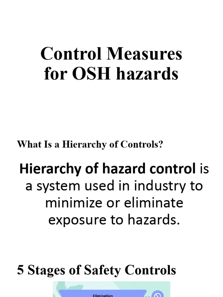 Controls Measure For OSH | PDF | Personal Protective Equipment | Hazards