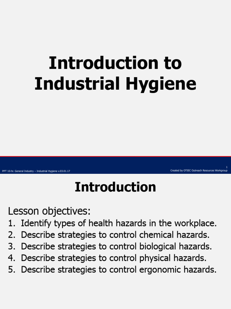 Industrial Hygiene Overview and Hazards | PDF | Occupational Hygiene ...