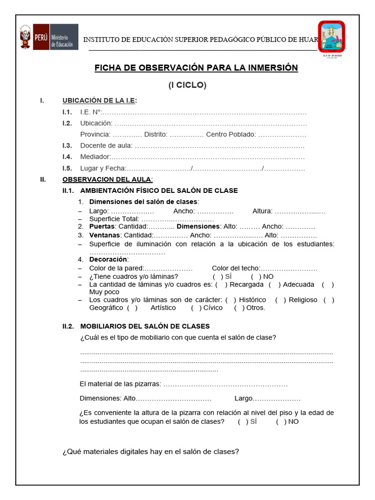 Ficha de Inmersión | PDF | Maestros | Modificación de comportamiento