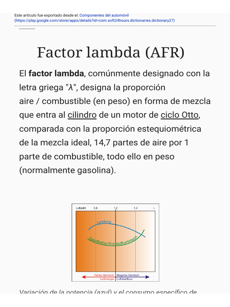 Componentes Del Automóvil Factor Lambda (AFR) | PDF | Inyección de ...