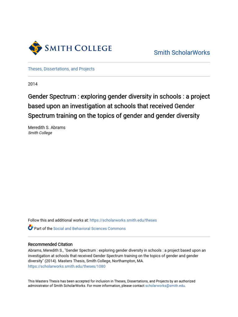 Gender Spectrum - Exploring Gender Diversity in Schools - A Proje | PDF ...