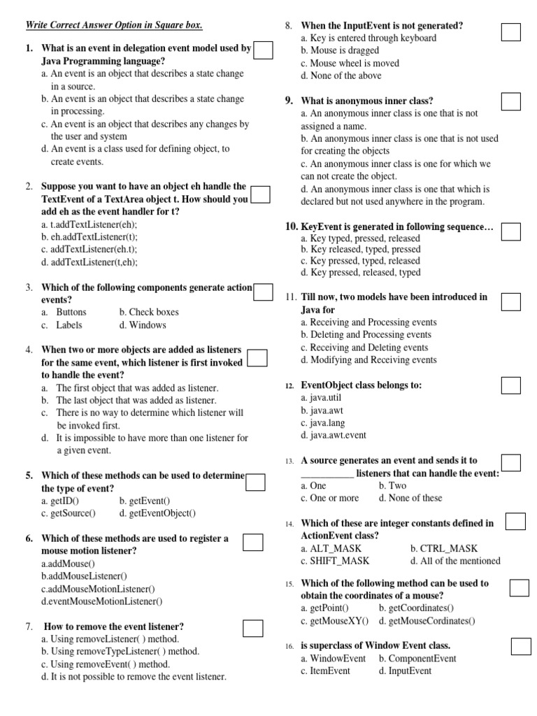 Practice Test 3 2023-24 Event Handling | PDF