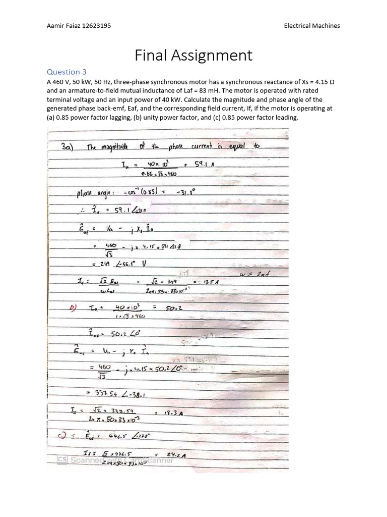 Electrical Machines Final Assignment | PDF