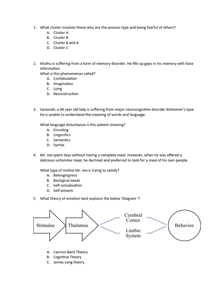 BS Mid Course 2020 | PDF | Personality Disorder | Memory