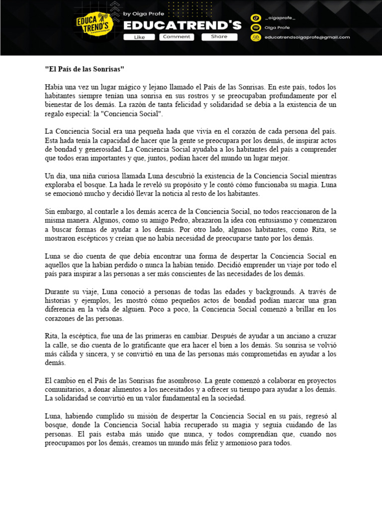 Cuento Sobre La Conciencia Social | PDF