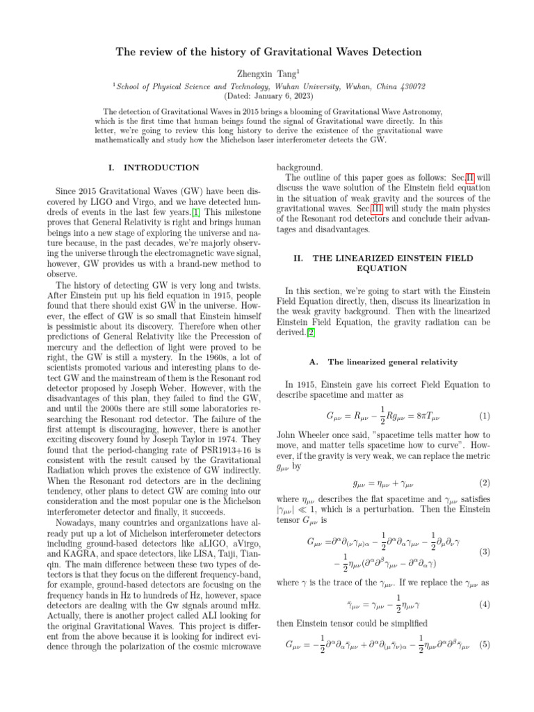 The Review of The History of Gravitational Waves Detection | Download Free PDF | Gravitational ...
