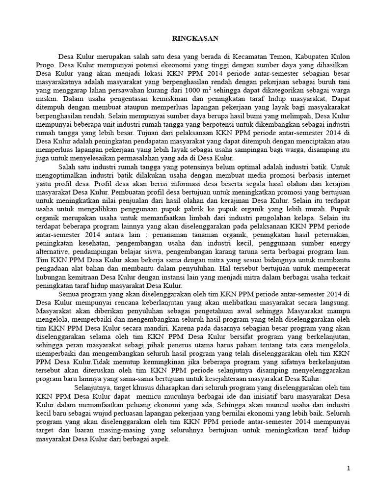 Contoh Proposal Kegiatan KKN UGM | PDF