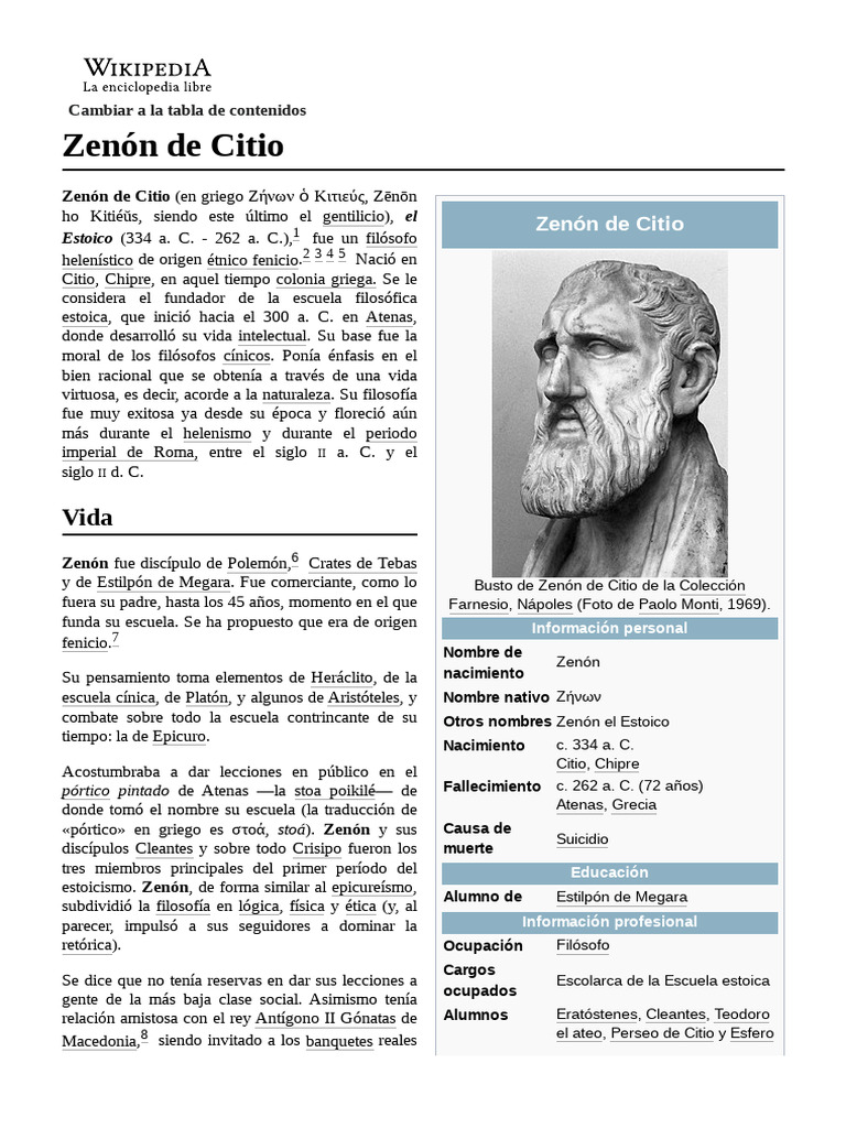 Zenón de Citio | PDF | Filosofía antigua | Filosofía griega antigua