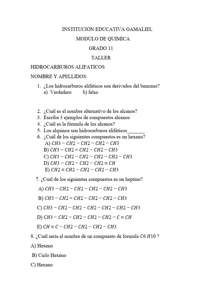 Hidrocarburos Alifaticos | PDF | Hidrocarburos | Química