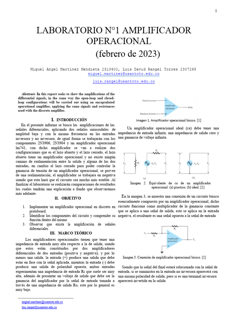 Informe - Electronica | PDF | Amplificador operacional | Amplificador