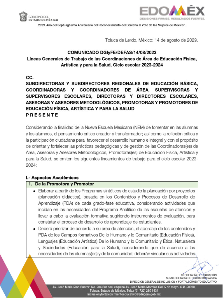 Comunicado Ciclo Escolar 23-24 Corregido | PDF