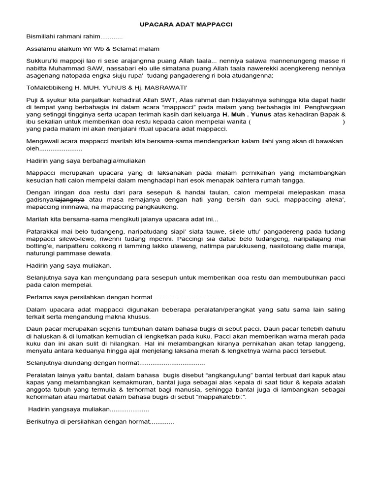 Upacara Adat Mappacci | PDF