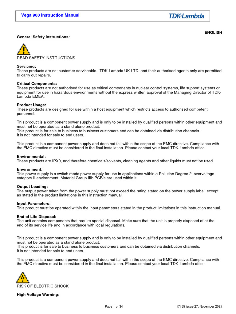 Vega 900 Installation Manual | Download Free PDF | Power Supply | Electrical Connector