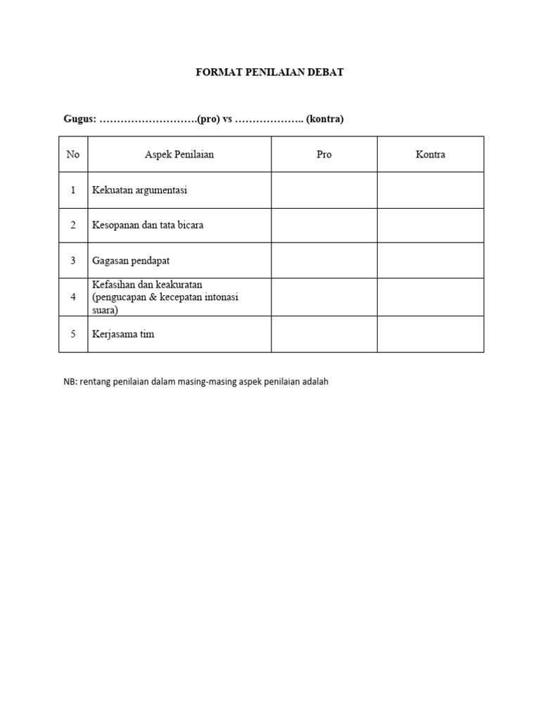 Format Penilaian Debat | PDF