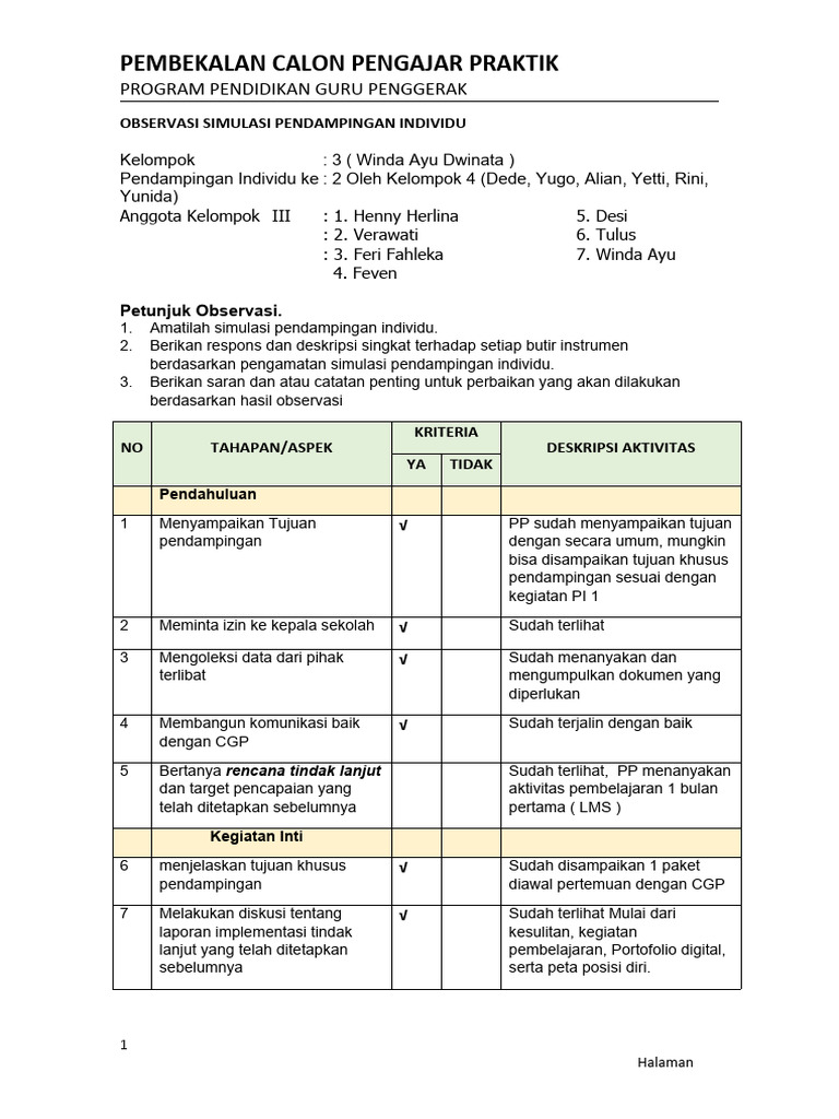Instrumen - Observasi - Simulasi - PI 2 | PDF