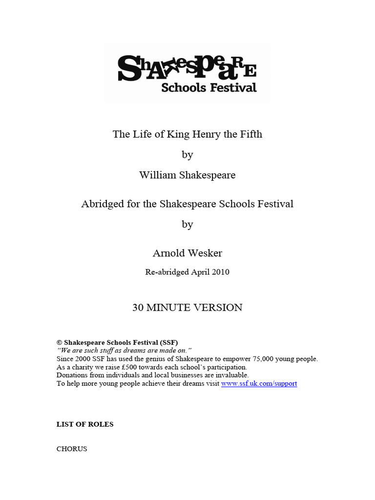 Henry V 30 Mins | PDF | Classics