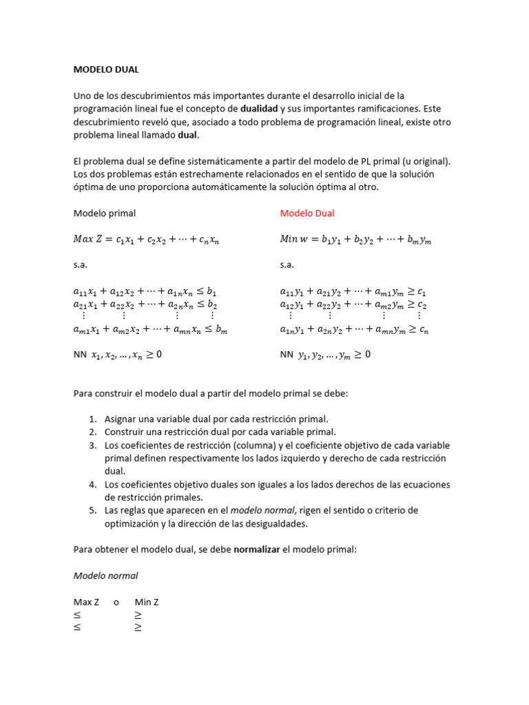 Apuntes Modelo Dual | PDF | Análisis matemático | Matemáticas