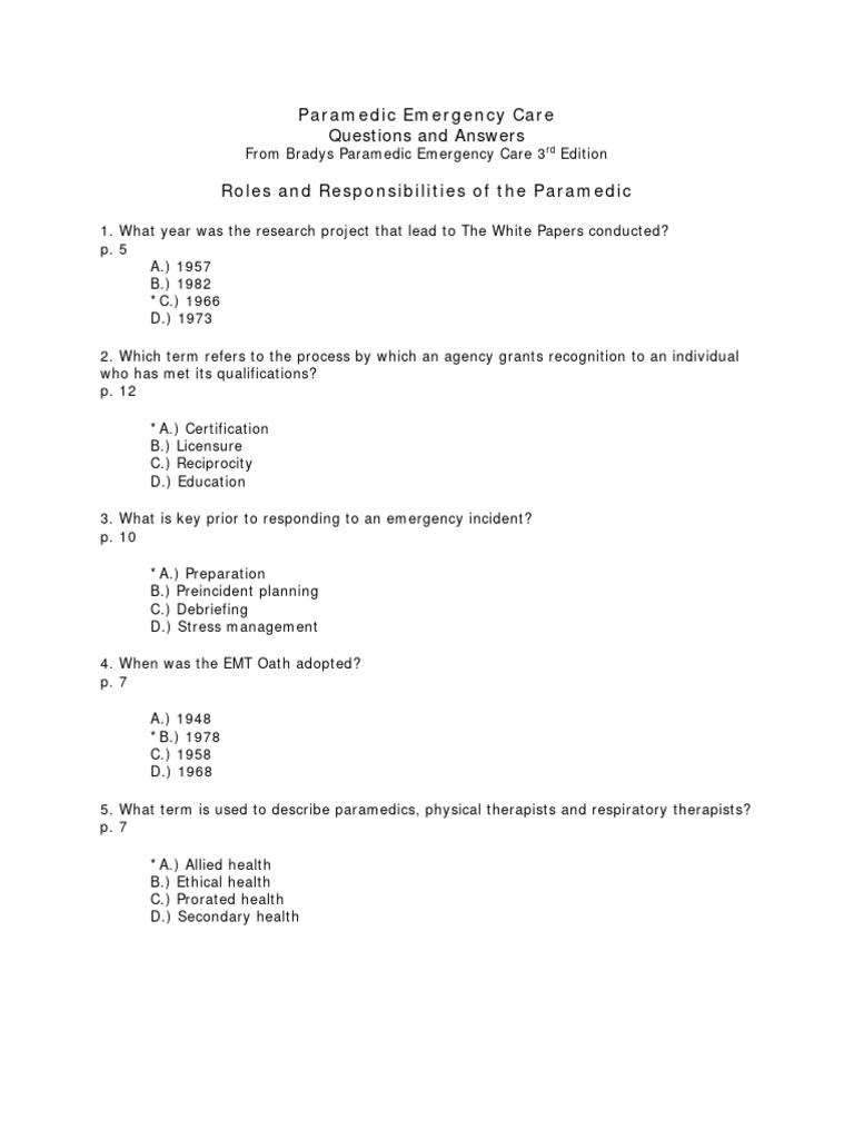 Paramedic1 Roles and Responsibilities | Download Free PDF | Paramedic ...