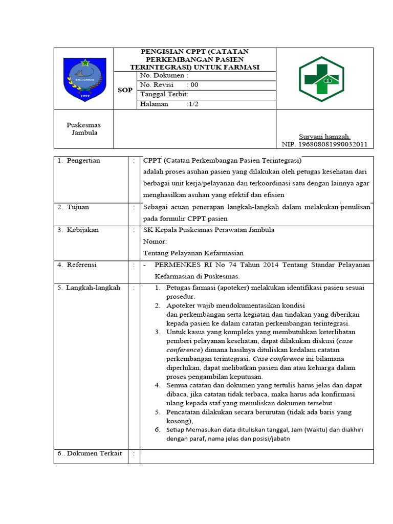 3.10.1.4.2 PENGISIAN CPPT (CATATAN PERKEMBANGANPASIEN TERINTEGRASI ...
